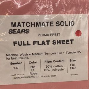 Sears | Bedding | Vintage Sears Fullsize Flat Only Sheet Perma Prest ...